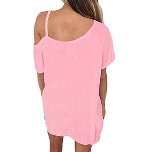 Boutique | Tops | Hot Pink Off Shoulder Asymmetrical Hem Top | Poshmark